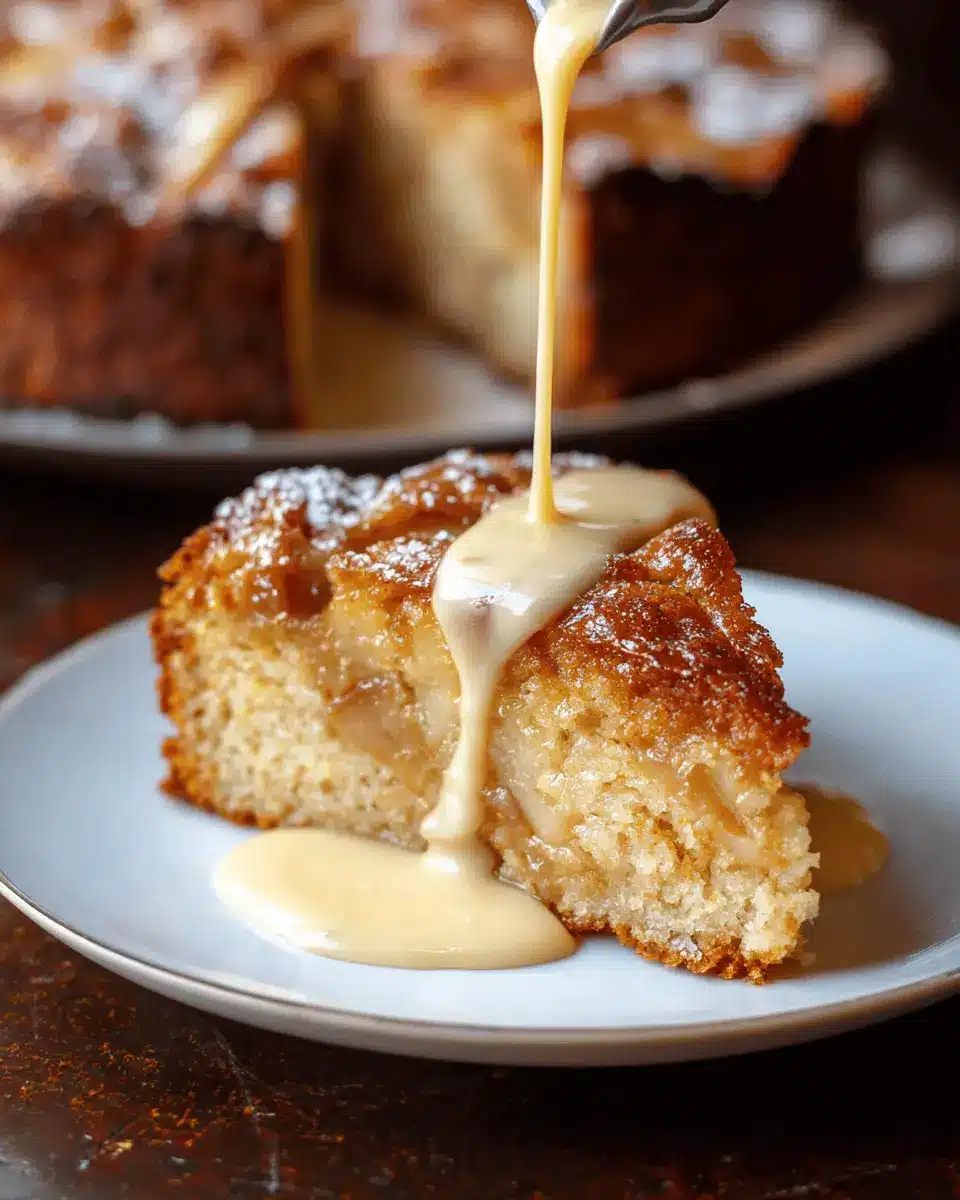 French Apple Cake with Maple Ginger Custard Sauce