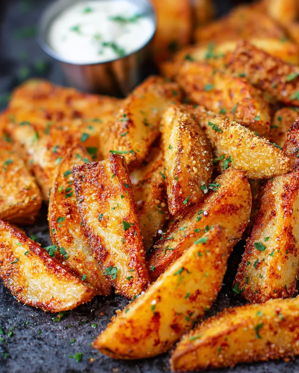 crispy garlic parmesan potato wedges